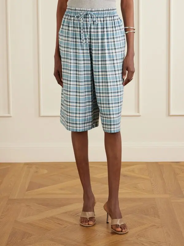 Acne Studios Embroidered Checked Flannel Shorts