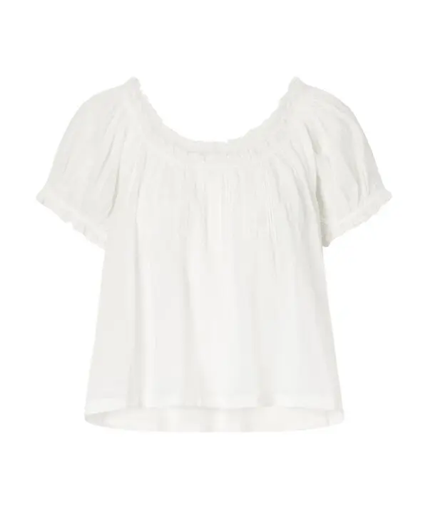 DÔEN Frederica Organic Cotton-voile Blouse With Lace Trim - White