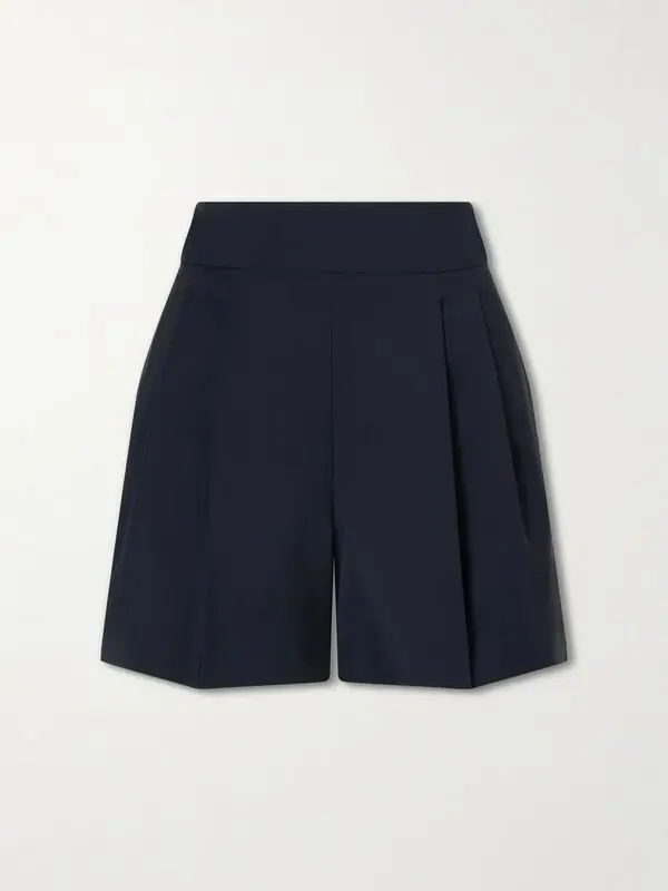 Max Mara Pleated Wool Shorts - Blue