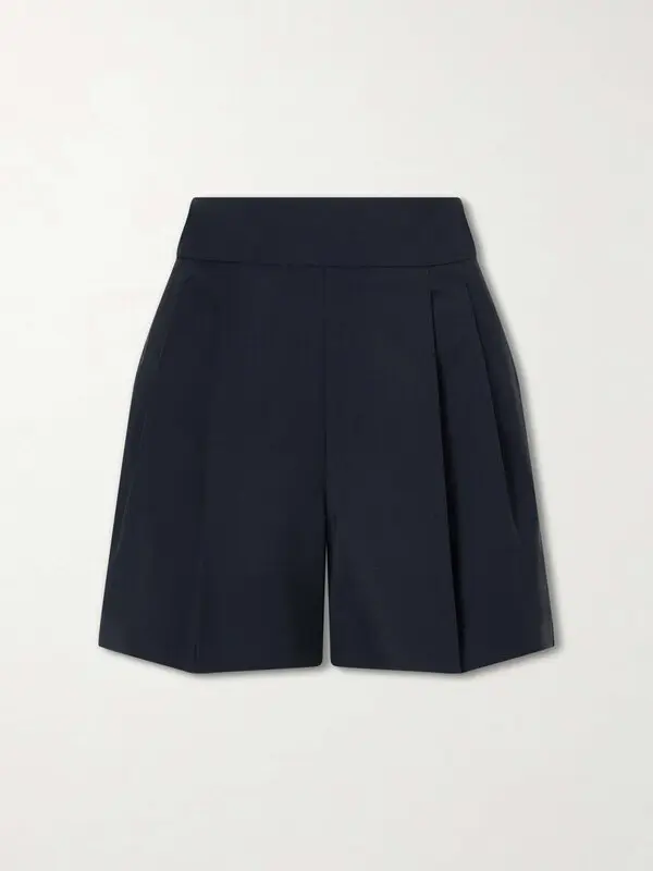 Max Mara Pleated Wool Shorts - Navy