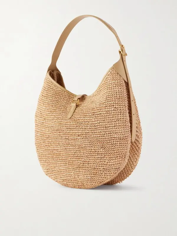 Polo Ralph Lauren Medium Raffia Shoulder Bag With Leather Trim