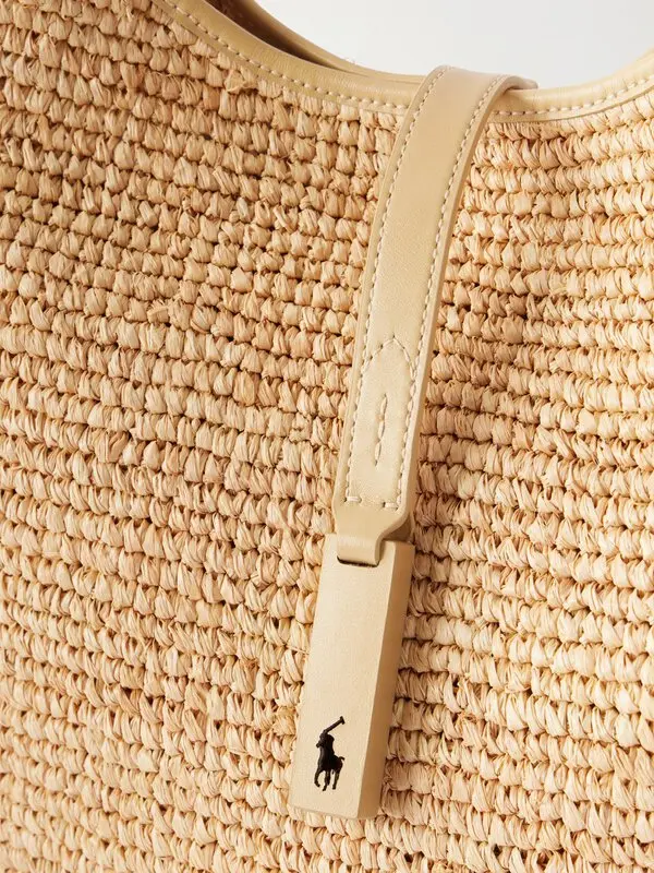 Polo Ralph Lauren Medium Raffia Shoulder Bag With Leather Trim