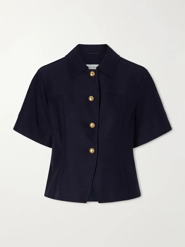 Max Mara Paneled Cotton-piqué Shirt - Blue