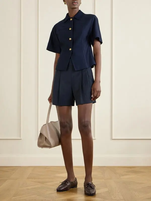 Max Mara Paneled Cotton-piqué Shirt
