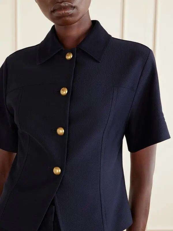 Max Mara Paneled Cotton-piqué Shirt