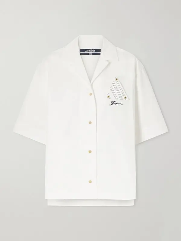 Jacquemus Marin Logo-embroidered Cotton Shirt - White