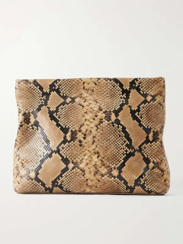 NILI LOTAN Jerry Snake-effect Leather Clutch - Snake Print