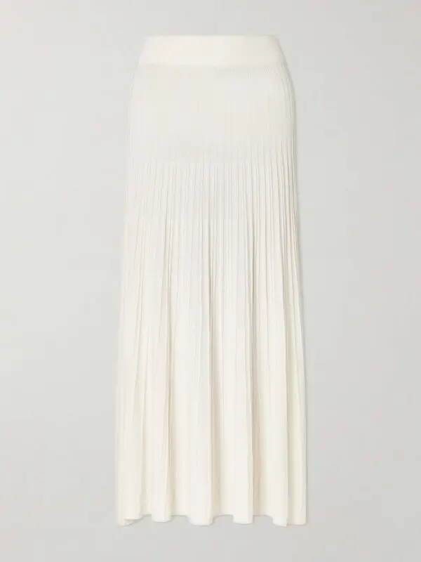 TWP Pleated Jersey Midi Skirt - Ivory
