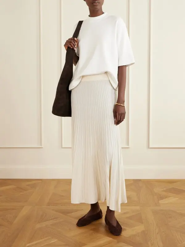 TWP Pleated Viscose-silk Blend Midi Skirt