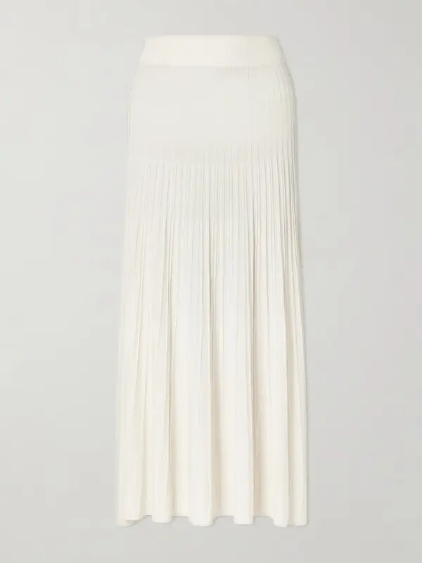 TWP Pleated Viscose-silk Blend Midi Skirt - Neutrals