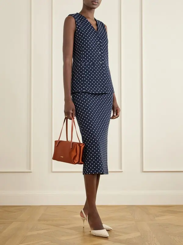 Max Mara Polka Dot Woven Waistcoat - Blue