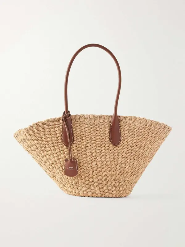 Polo Ralph Lauren Bellport Medium Leather-trimmed Raffia Tote - Neutral
