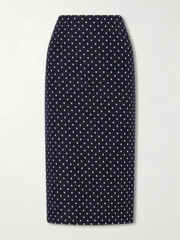 Max Mara Polka-dot Jersey Midi Skirt - Blue