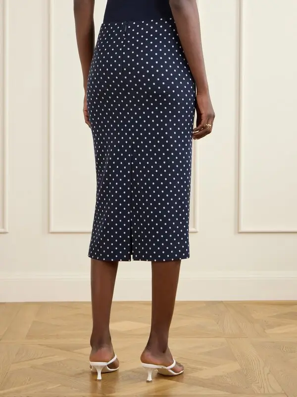 Max Mara Polka Dot Jersey Midi Skirt