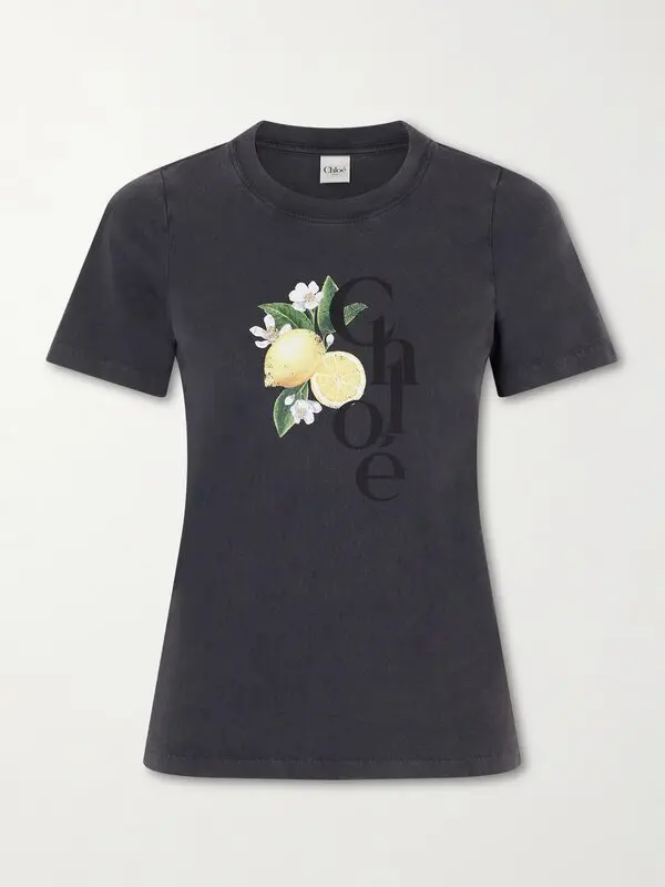 Chloé Printed Cotton T-shirt - Black