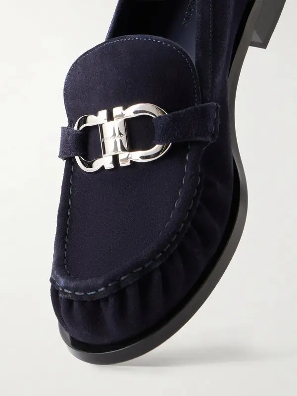 FERRAGAMO Suede Maryan Loafers - Blue