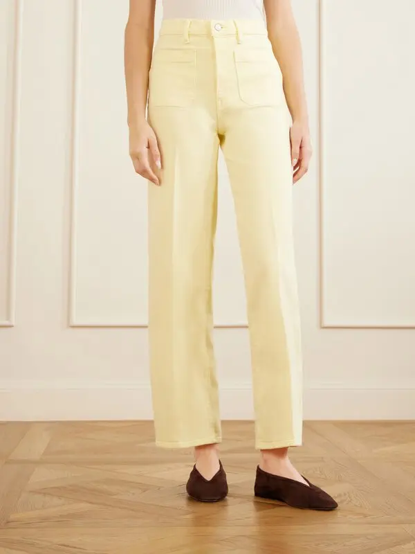 FRAME The Anchor Pant Cotton-blend High-rise Wide-leg Pants - Yellow