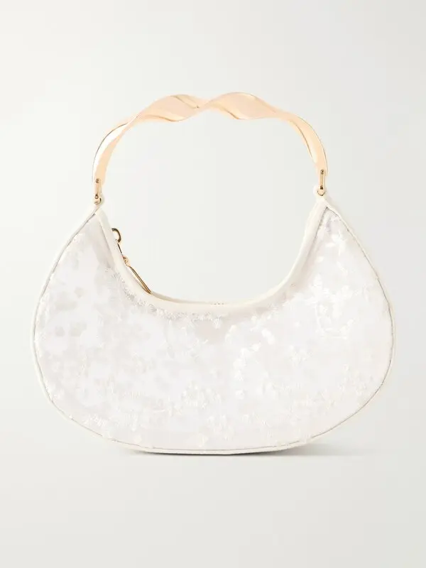 Simkhai Nixi Twist Embroidered Mesh Mini Bag - Neutrals