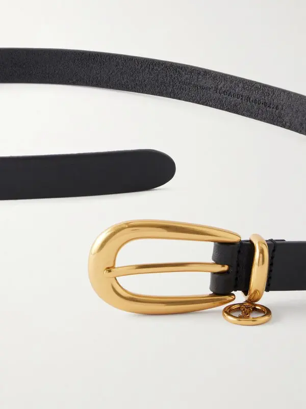Saint Laurent Cassandre Embellished Leather Belt