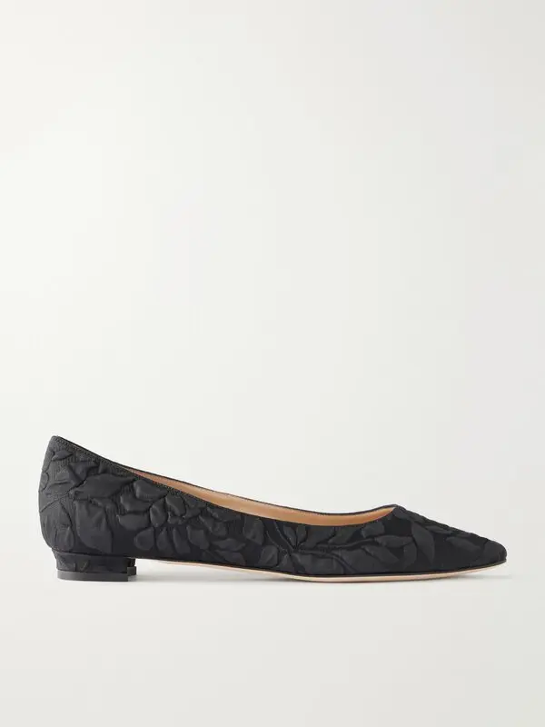 Manolo Blahnik Emilia Wickstead Jacquard Point-toe Flats - Black