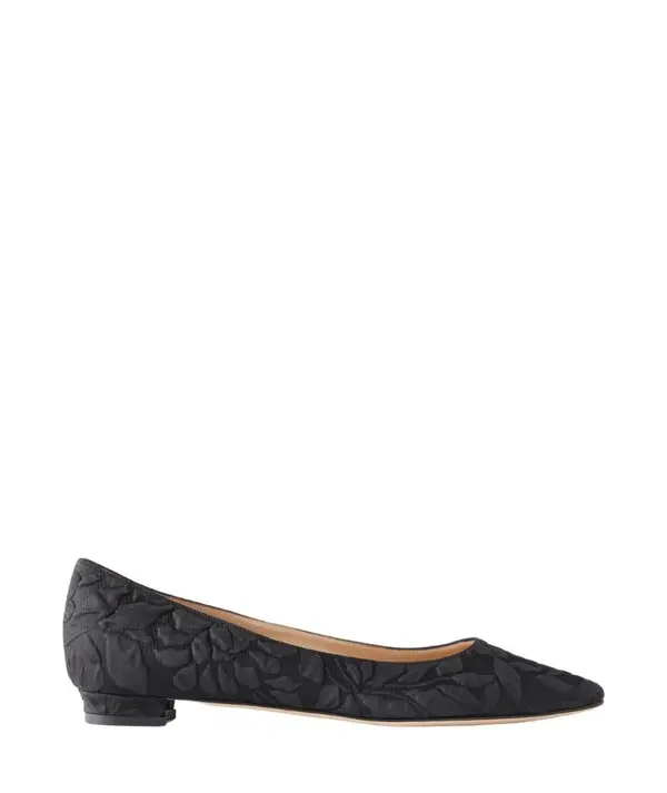 Manolo Blahnik Emilia Wickstead Jacquard Point-toe Flats - Black