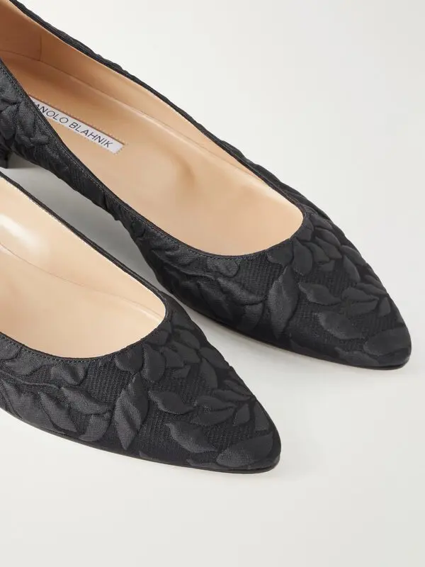 Manolo Blahnik Emilia Wickstead Jacquard Point-toe Flats
