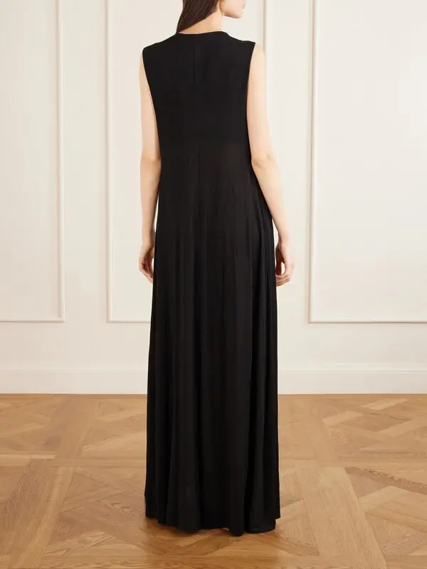Sportmax Gathered Embellished Stretch-jersey Maxi Dress