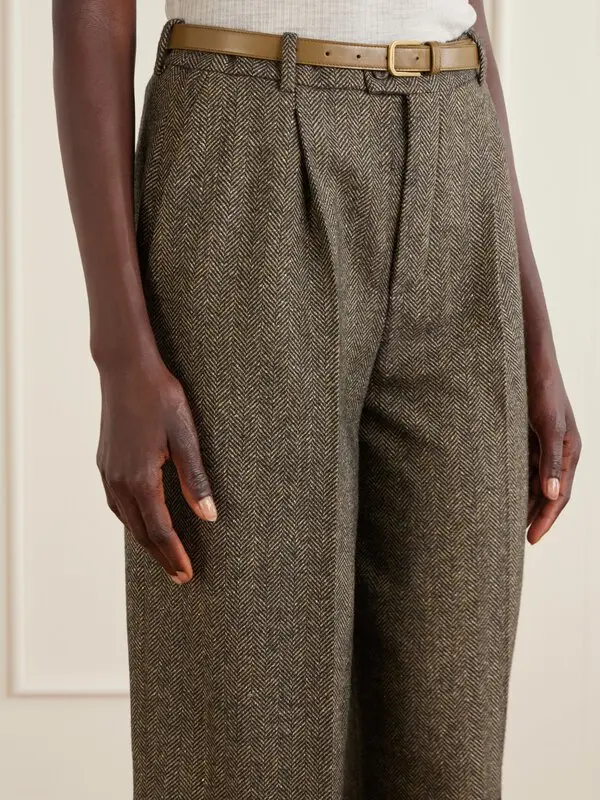 Saint Laurent Herringbone Wool-blend Knee Shorts