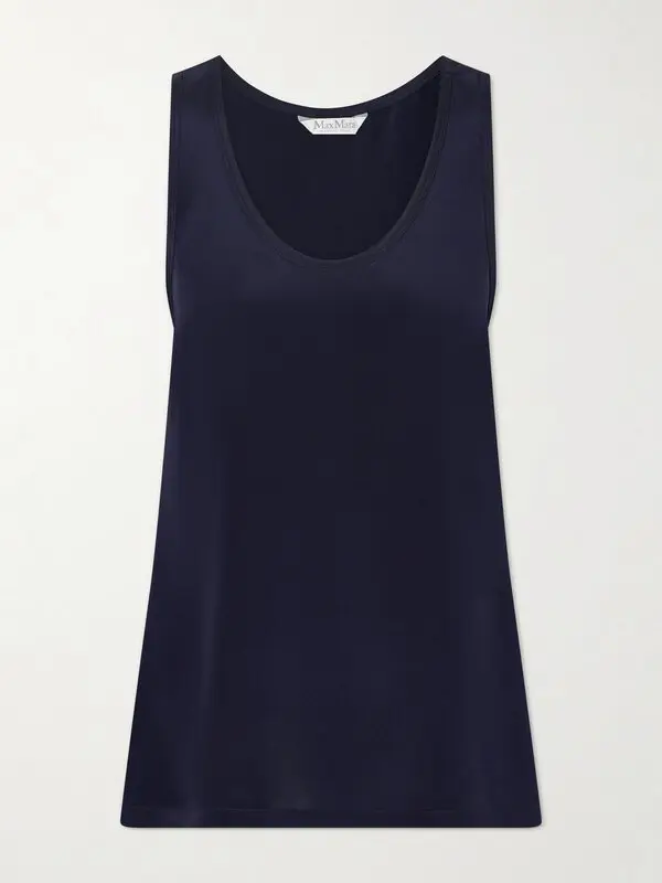Max Mara Draped Silk Tank - Blue