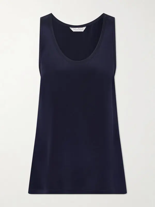 Max Mara Draped Silk Tank - Blue