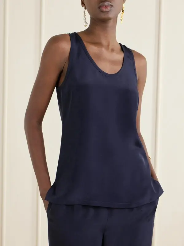 Max Mara Draped Silk Tank - Blue