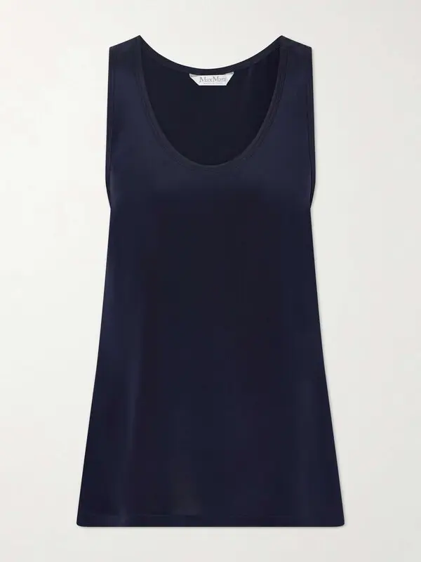 Max Mara Draped Silk Tank - Navy