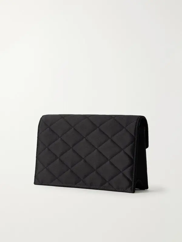 Saint Laurent Quilted Satin Shoulder Bag - Black