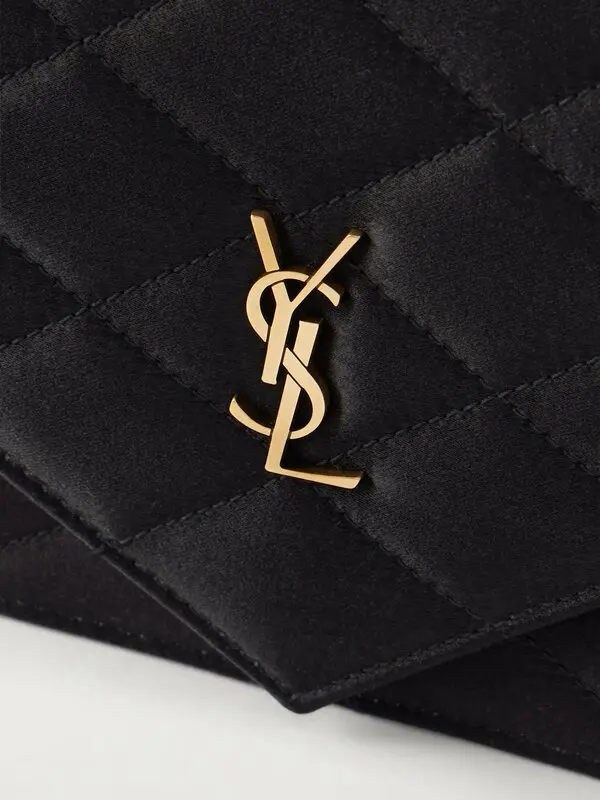 Saint Laurent Quilted Satin Shoulder Bag - Black