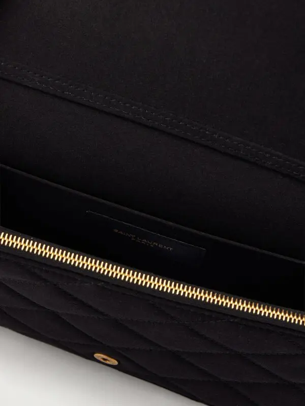 Saint Laurent Quilted Satin Shoulder Bag - Black