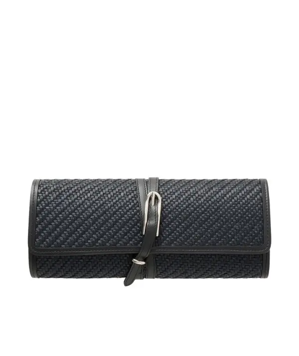 LIFFNER Belted Raffia Clutch - Black