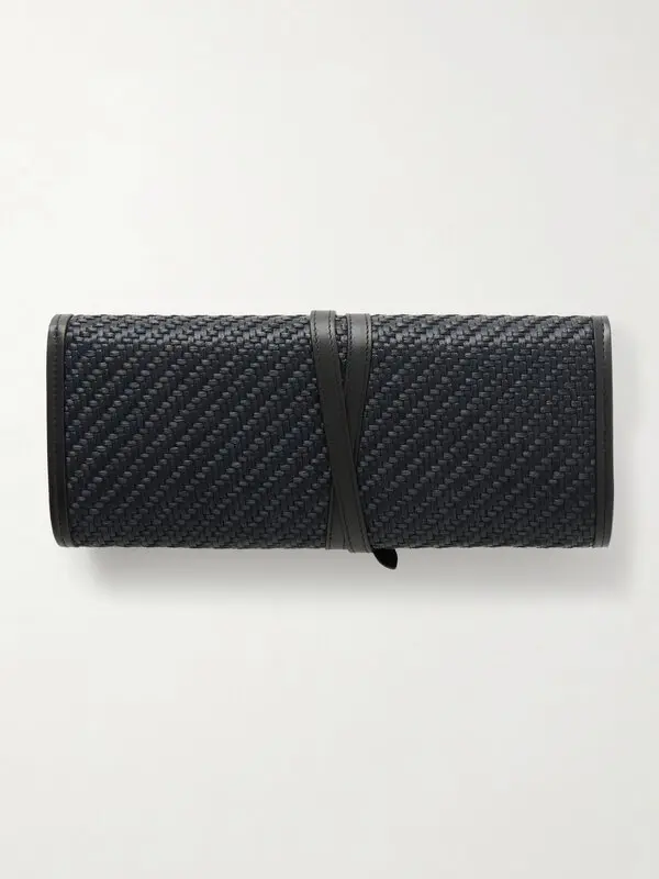 LIFFNER Belted Raffia Clutch - Black