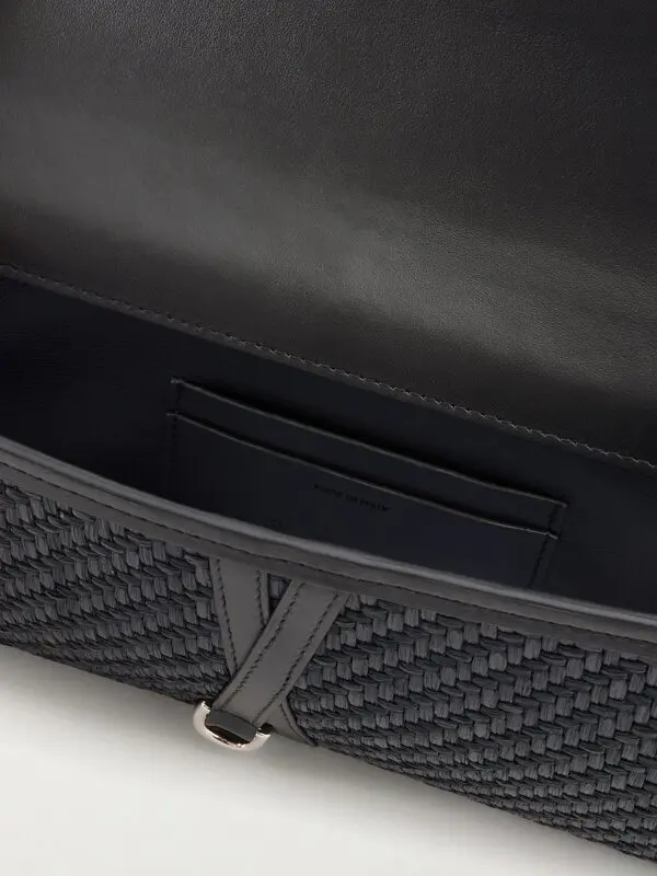 LIFFNER Belted Raffia Clutch - Black