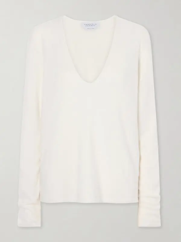 Gabriela Hearst Orlith Cashmere And Silk-blend V-neck Sweater - White