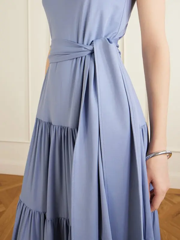 Altuzarra Liza Belted Tiered Jersey Maxi Dress - Blue