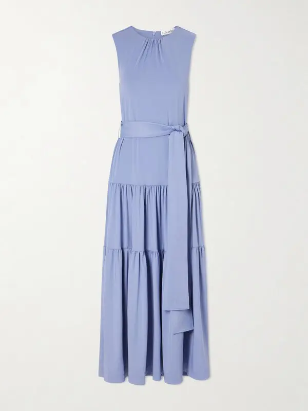 Altuzarra Liza Belted Tiered Maxi Dress - Blue