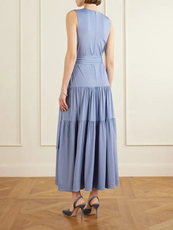 Altuzarra Liza Belted Tiered Maxi Dress - Blue