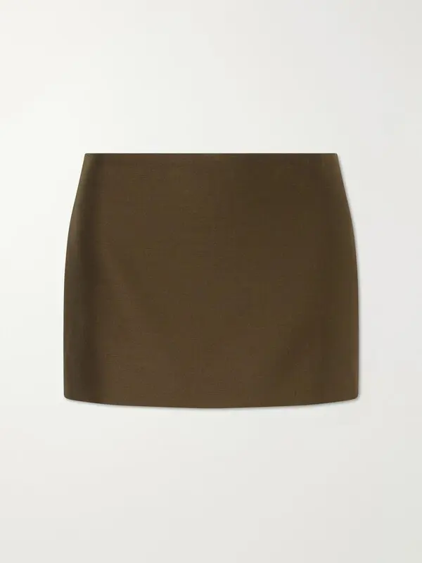 Khaite Jett Wool And Silk-blend Cady Mini Skirt - Green