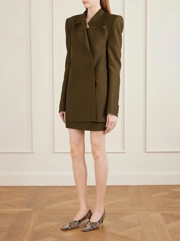 Khaite Jett Wool And Silk-blend Cady Mini Skirt - Green