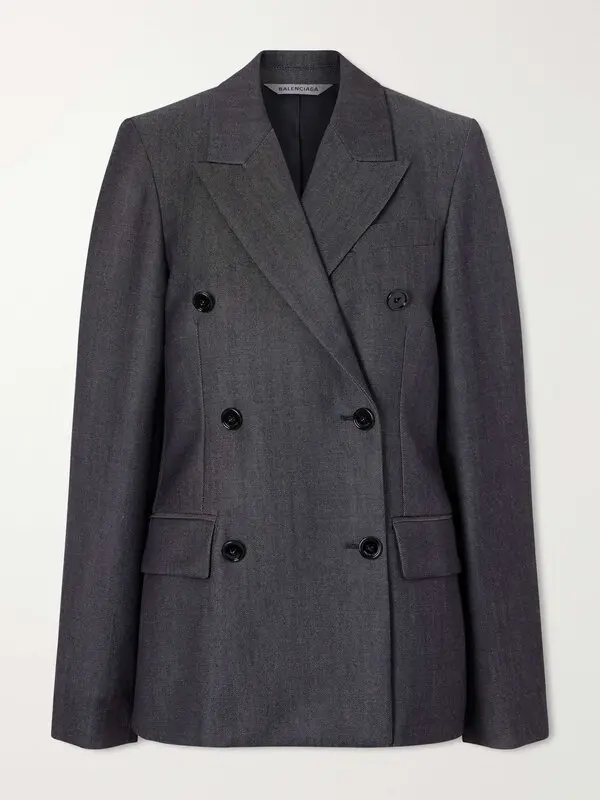 Balenciaga Double-breasted Wool-twill Blazer - Gray