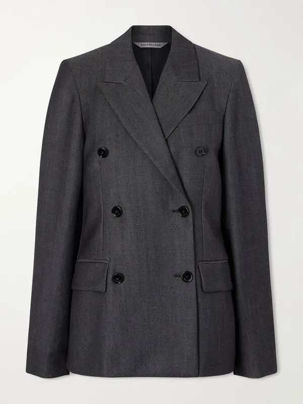 Balenciaga Double-breasted Wool-twill Blazer - Gray