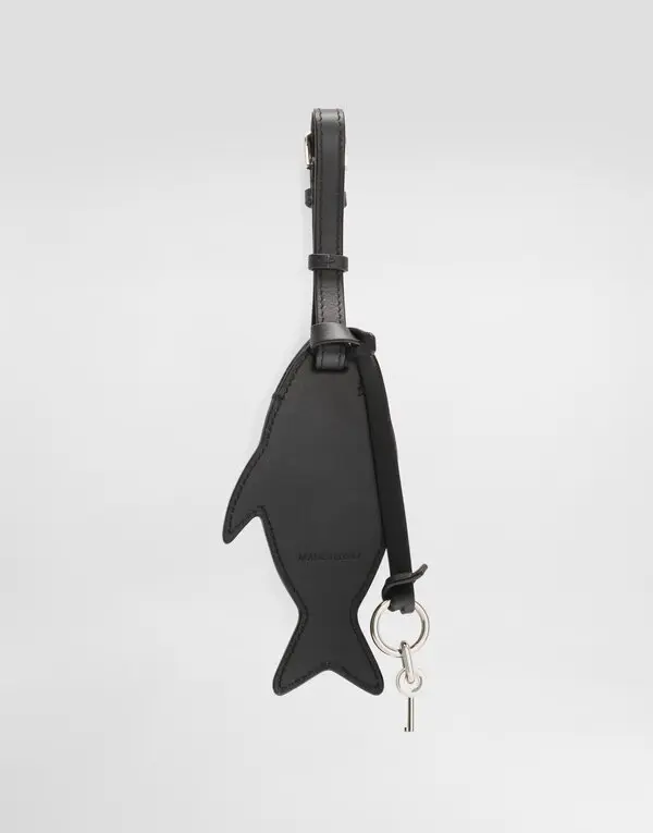 Dolce & Gabbana Fish Shaped Leather Keychain With Buckle Closure