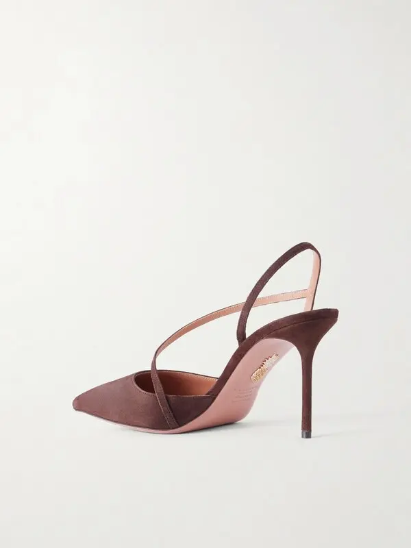 AQUAZZURA Dynasty 85 Suede Pumps - Brown
