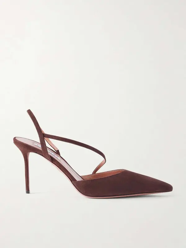 AQUAZZURA Dynasty 85 Suede Pumps - Chocolate