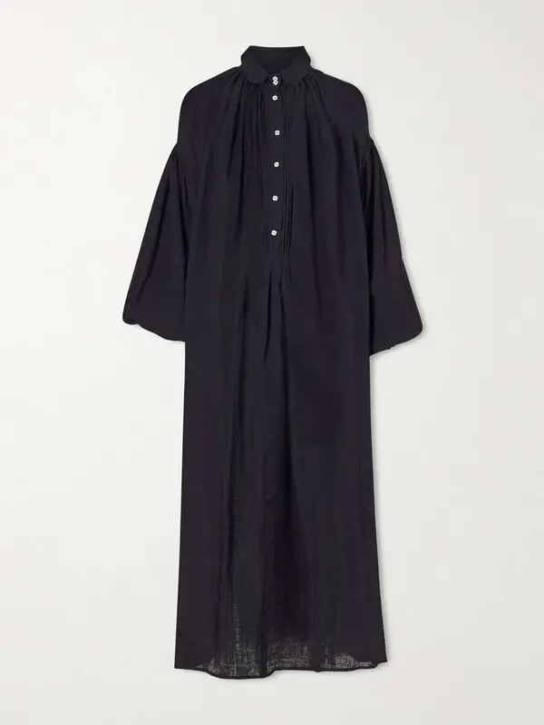 LES VACANCES D'IRINA Carmen Linen Maxi Dress - Navy